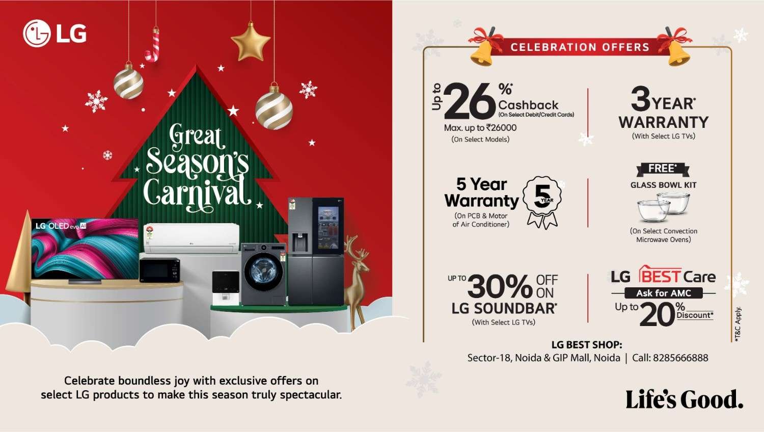 LG Great Season’s Carnival Offers in Noida: Cashback, Warranty & More